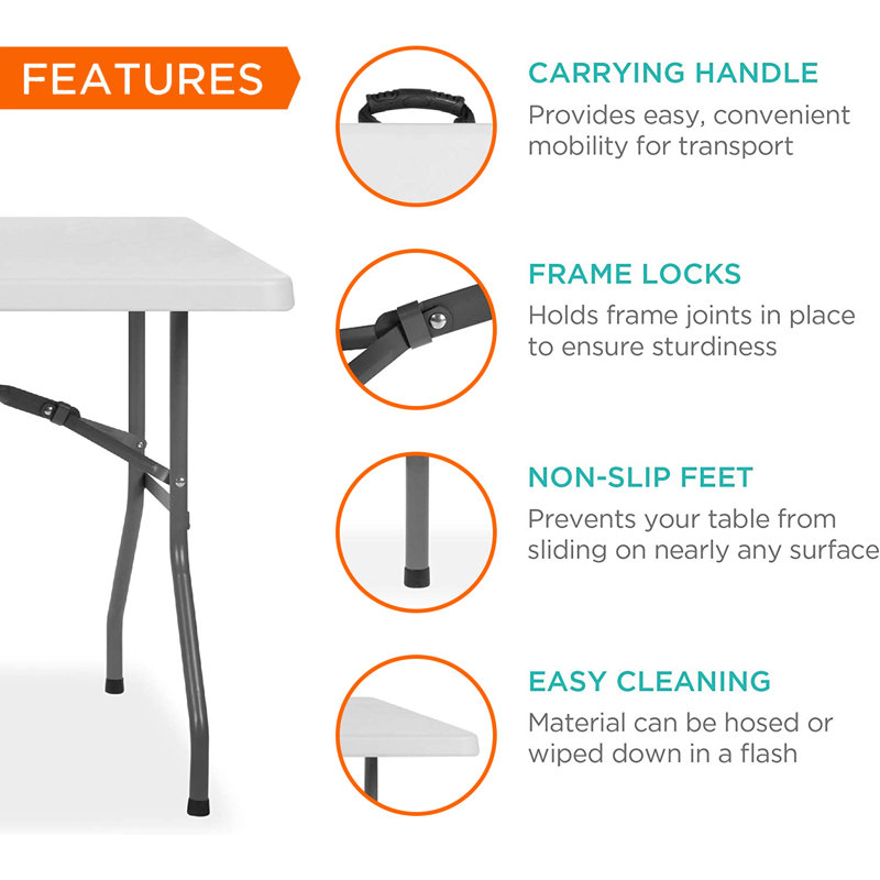 Wewdigi 96'' Plastic Rectangular Portable Banquet Table | Wayfair